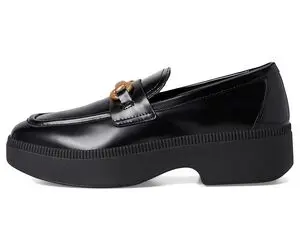 Fitflop F-luma Chunky-snaffle Box-leather Demi-wedge Loafers - Black