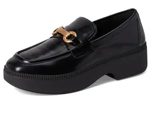 Fitflop F-luma Chunky-snaffle Box-leather Demi-wedge Loafers - Black