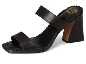 Vince Camuto Kaden Stitched Block Heel Mule Sandals - Black