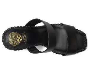 Vince Camuto Kaden Stitched Block Heel Mule Sandals - Black