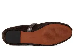 Madewell The Remy Mary Jane Flat Shoes With Faux Fur And Buckle Strap - Brown