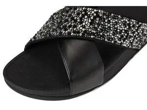 Fitflop Lulu Crystal-mix Metallic Cross Slides - Black