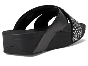 Fitflop Lulu Crystal-mix Metallic Cross Slides - Black