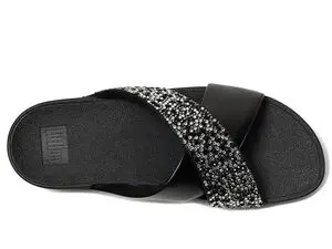 Fitflop Lulu Crystal-mix Metallic Cross Slides - Black