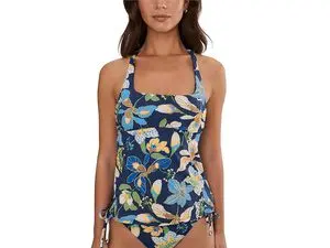 Nike Hot House Floral Square Neck Tankini Swimwear - Navy