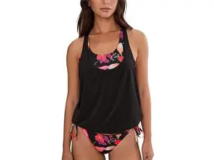 Nike Floral Layered Tankini Swimwear - Black