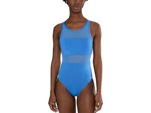 Nike Mesh V-back One Piece Swimsuit - Blue