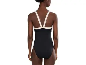 Nike Color Block V-back One Piece Swimsuit - Black