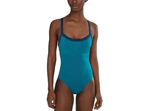 Nike Color Block V-back One Piece Swimsuit - Blue