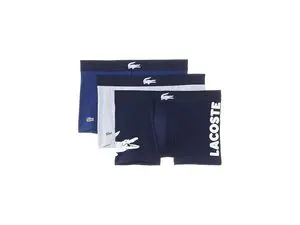 Lacoste Cotton Stretch Big Croc Print Trunks, 3-pack Underwear Navy Blue/white/gray - Multi