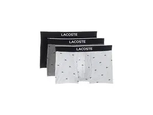 Lacoste Cotton Stretch Mini Croc Print Trunks 3-pack Men's Underwear Black/gray Black