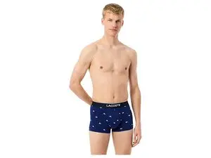 Lacoste Cotton Stretch Mini Croc Print Trunks 3-pack Underwear /gray - Navy