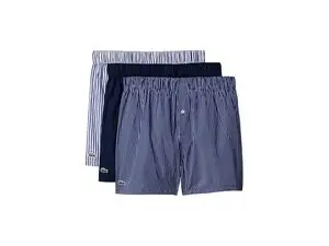 Lacoste Cotton Stretch Print Animation Boxers 3-pack Underwear Blue/white - Navy