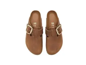BIRKENSTOCK Boston Big Buckle Oiled Leather Clogs - Tan
