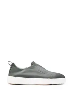 Santoni Leather Slip-on Sneakers - Grey