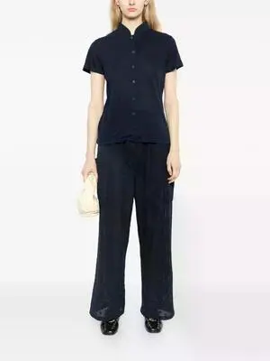 AGNES B. Navy Short Sleeve Shirt - Blue