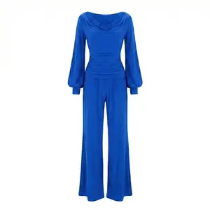 ATOM LABEL Indium Jumpsuit With Bell Sleeve - Blue
