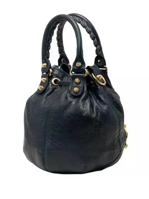 Balenciaga Mini Lambskin Motocross Giant 12 Pompon Bag Satchel - Blue