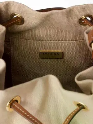 Prada Woven Raffia And Canvas Bucket Bag - Neutrals