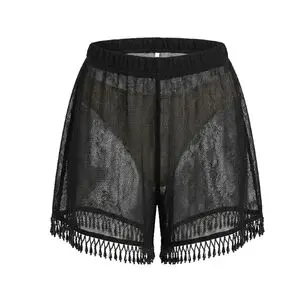 GLAM ON YOU Kade Shorts Tailored Mesh With Beaded Fringe
