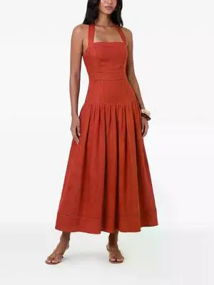 NICHOLAS Vivianne Halterneck Midi Dress - Red