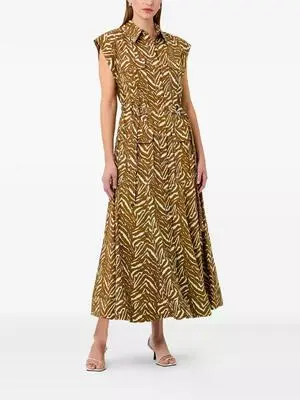 NICHOLAS Romina Zebra-print Midi Dress - Brown