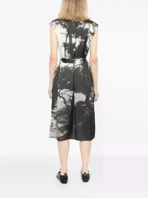AGNES B. Tree Print Midi Dress - Black