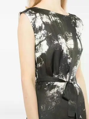 AGNES B. Tree Print Midi Dress - Black
