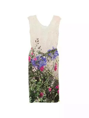 AGNES B. Floral Print Midi Dress - Neutrals