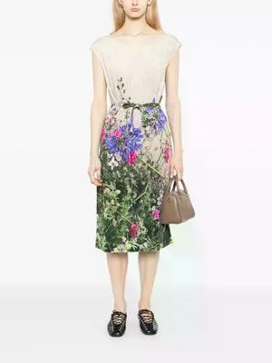 AGNES B. Floral Print Midi Dress - Neutrals