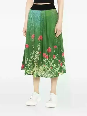 AGNES B. Floral Print Midi Skirt
