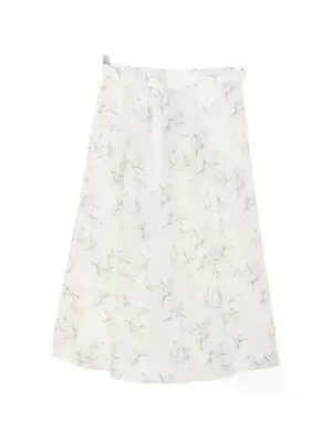 AGNES B. Ginette Floral Print Midi Skirt