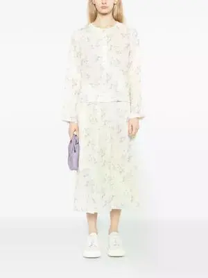 AGNES B. Ginette Floral Print Midi Skirt