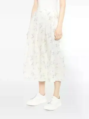 AGNES B. Ginette Floral Print Midi Skirt
