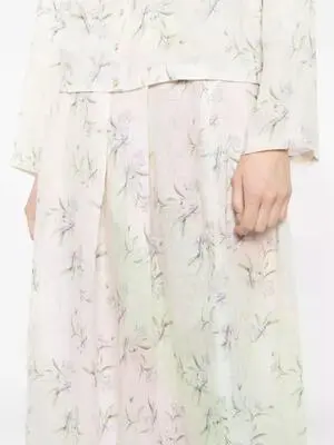 AGNES B. Ginette Floral Print Midi Skirt