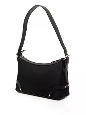 Burberry Nova Check Trimmed Canvas Shoulder Bag - Black