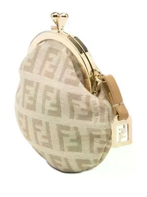 Fendi Zucchino Canvas Kiss Lock Coin Pouch