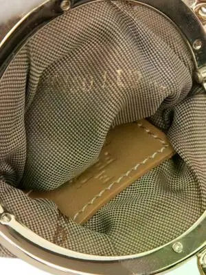 Fendi Zucchino Canvas Kiss Lock Coin Pouch