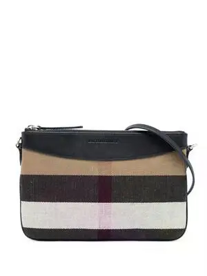 Burberry Mega Check Canvas Peyton Crossbody Bag - Black