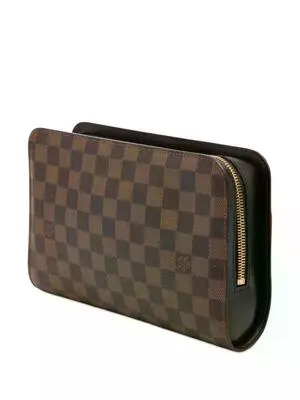 LOUIS VUITTON Damier Ebene Saint Louis Pochette Clutch Bag - Brown