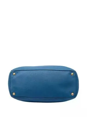 Prada Vitello Daino Double Zip Convertible Tote Satchel - Blue