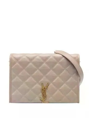 Saint Laurent Mini Quilted Lambskin Becky Chain Shoulder Bag - Brown