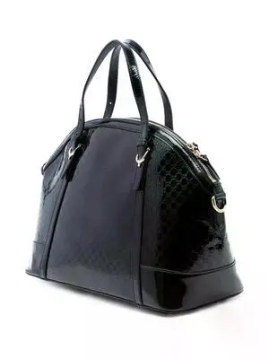 Gucci Patent Leather Microssima Dome Satchel - Black