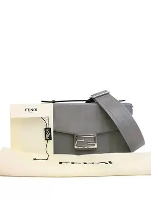 Fendi Zucca Calfskin Soft Trunk Baguette Satchel - Grey