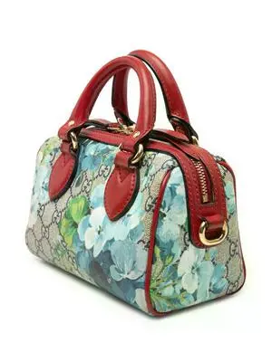 Gucci Mini Gg Supreme Blooms Boston Bag Satchel - Red