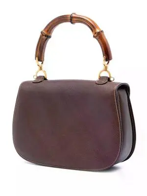 Gucci 20th Century Calfskin Bamboo Top Handle Bag Satchel - Brown