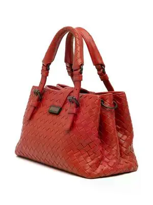 Bottega Veneta Mini Nappa Intrecciato Roma Satchel - Red