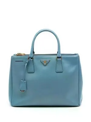 Prada Saffiano Lux Galleria Double Zip Satchel - Blue