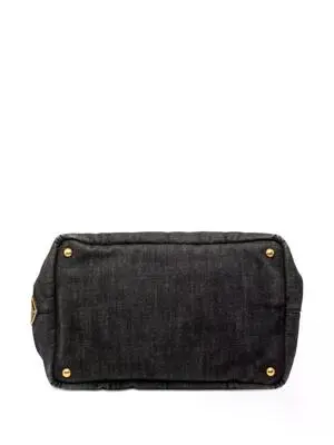 Prada Small Denim Canapa Logo Satchel - Grey