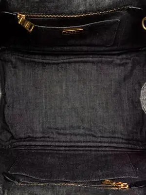 Prada Small Denim Canapa Logo Satchel - Grey